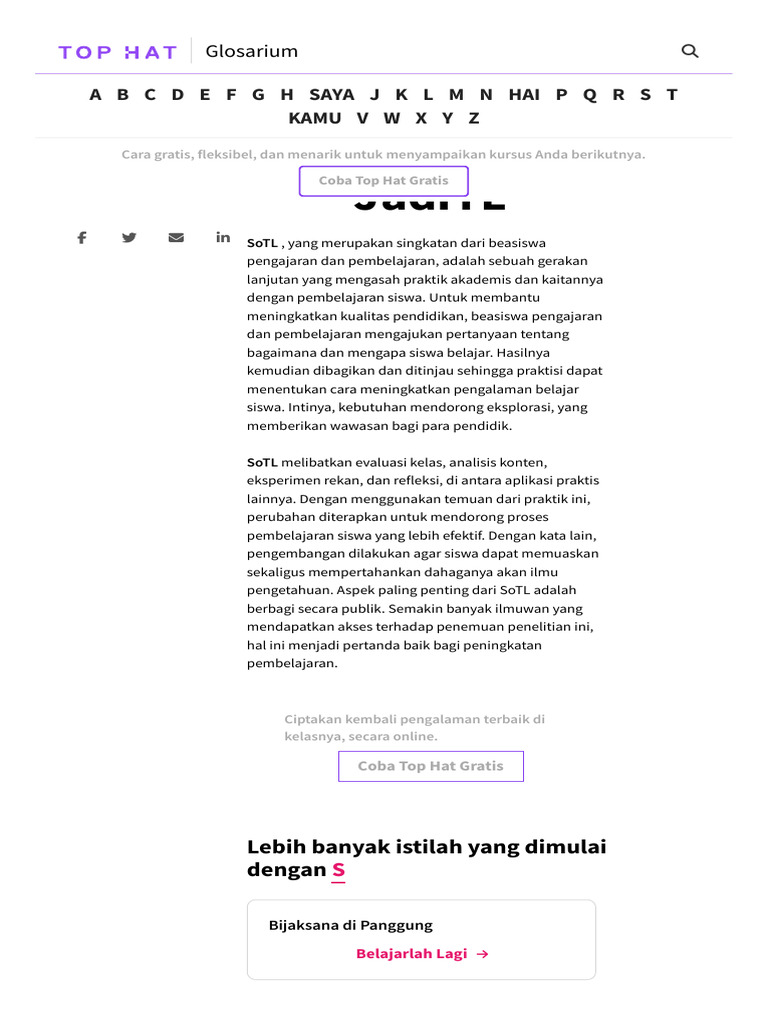 Definisi Dan Arti SoTL - Pucuk Topi | PDF