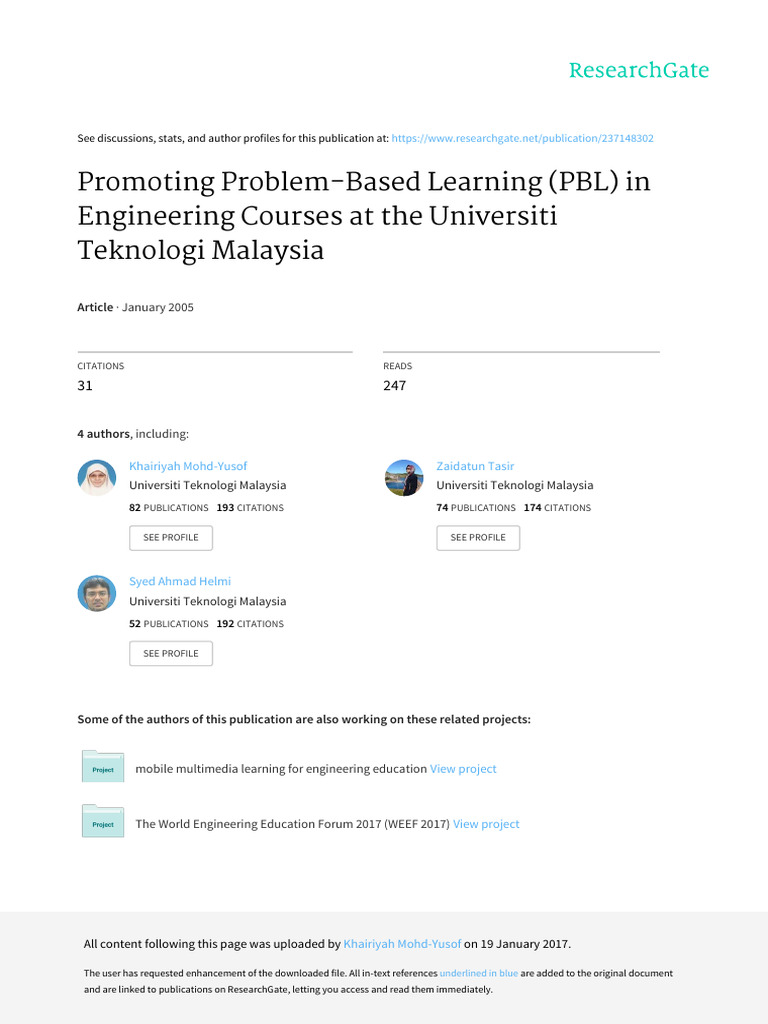 Promoting Problem Based Learning in Engi | PDF | Constructivism (Philosophy Of Education ...