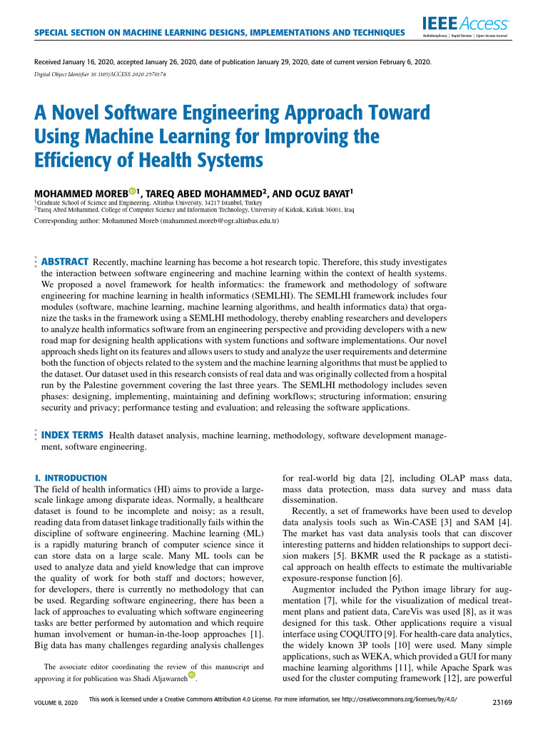 A Novel Software Engineering Approach Toward Using Machine Learning For ...