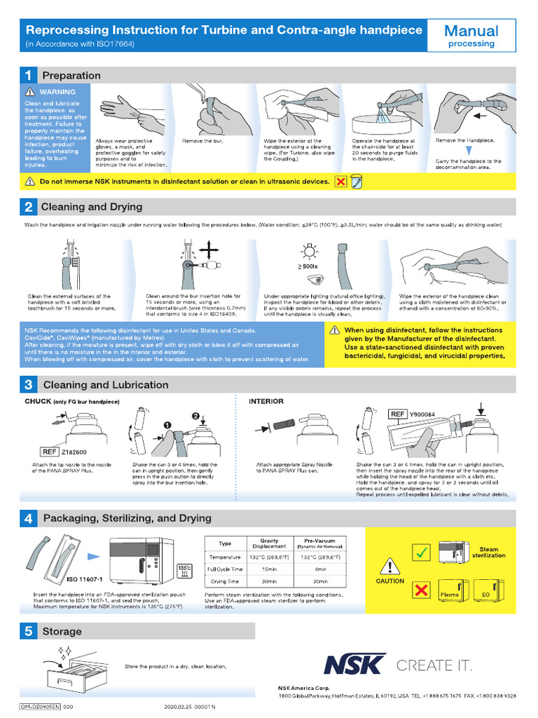 Reprocessing Guide General Handpieces Om-Dz0905en000 | PDF