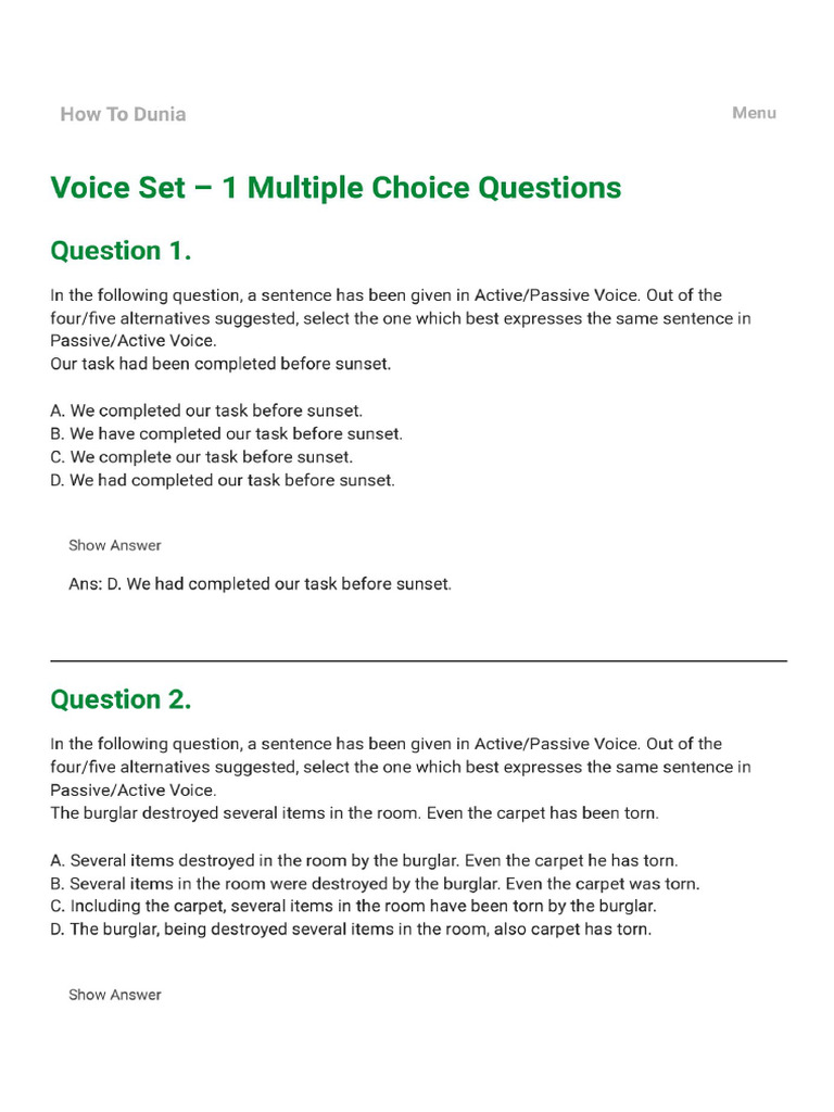 Active Passive Voice Set by Tayyab | PDF