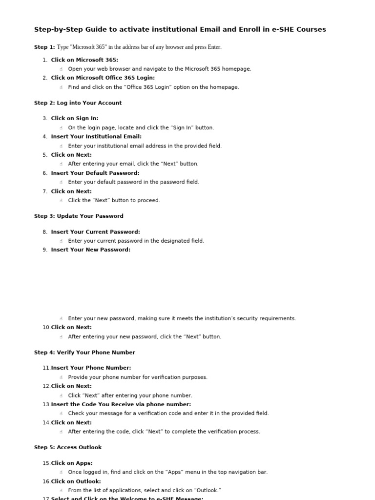 Activate Your Institutional Email Guide | PDF | Login | Password