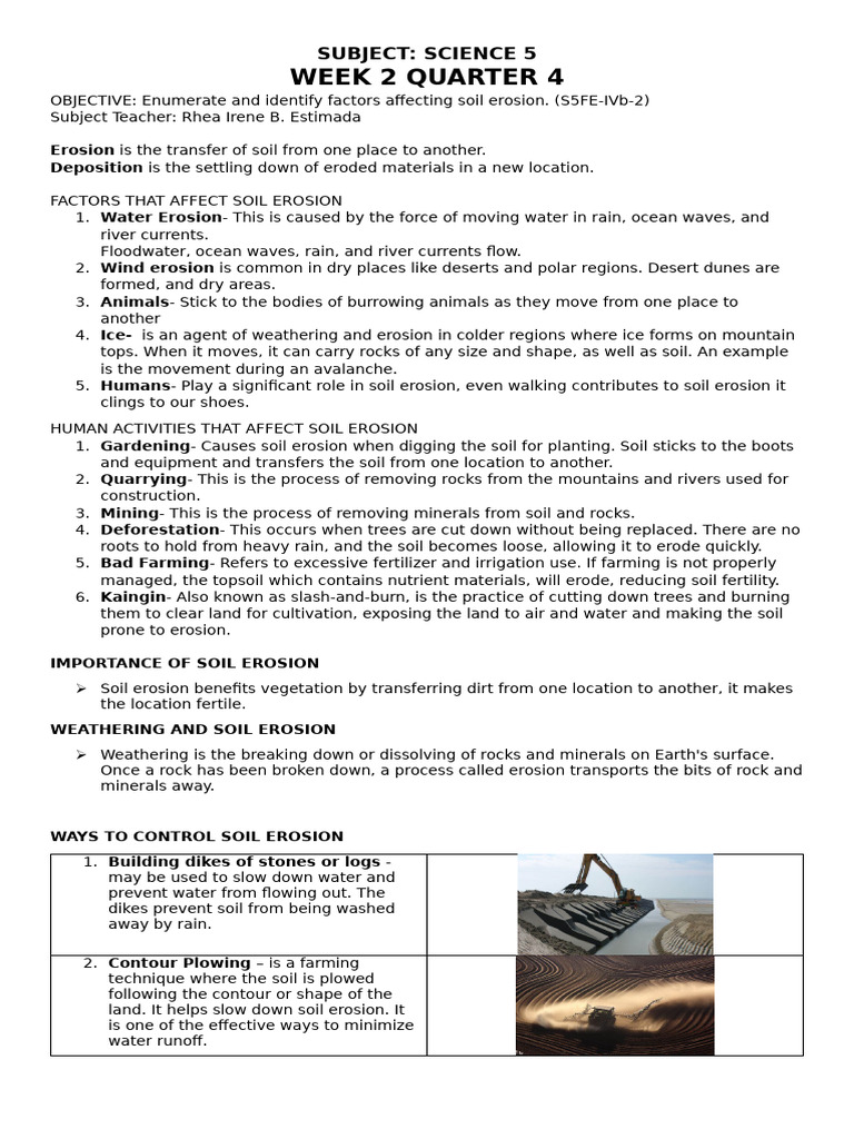 Q4 Week 2 Soil Erosion Science5 | PDF | Erosion | Soil