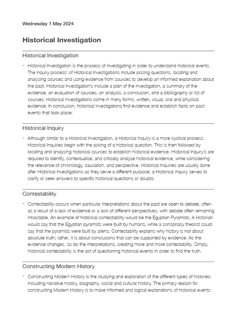 Understanding Historical Investigations | PDF | Inquiry | Reason