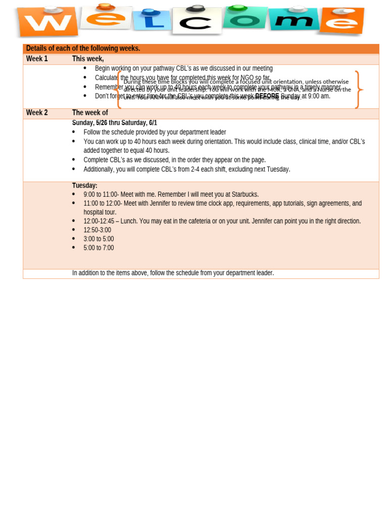 Weekly Orientation & CBL Schedule | PDF | Computing | Software
