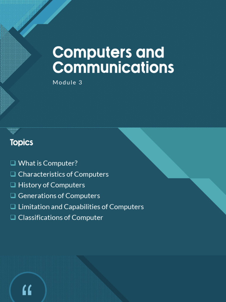 01 Computers and Communications - Part 1 | PDF | Computing | Computer ...