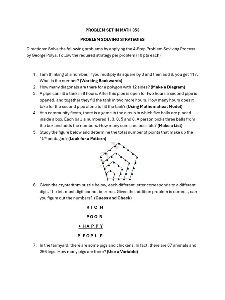 Prob Set in Problem Solving | PDF | Language Arts & Discipline | Teaching Methods & Materials