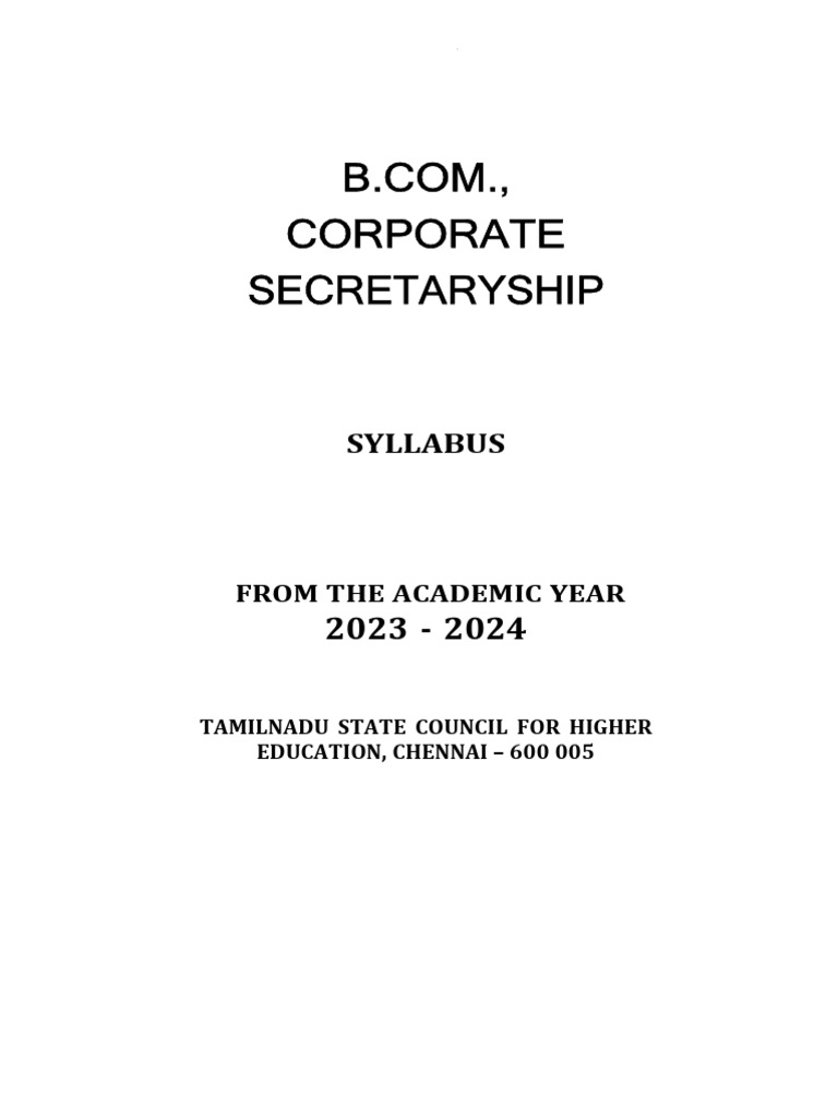B.Com Corporate Secretaryship Guide | PDF | Logistics | Curriculum