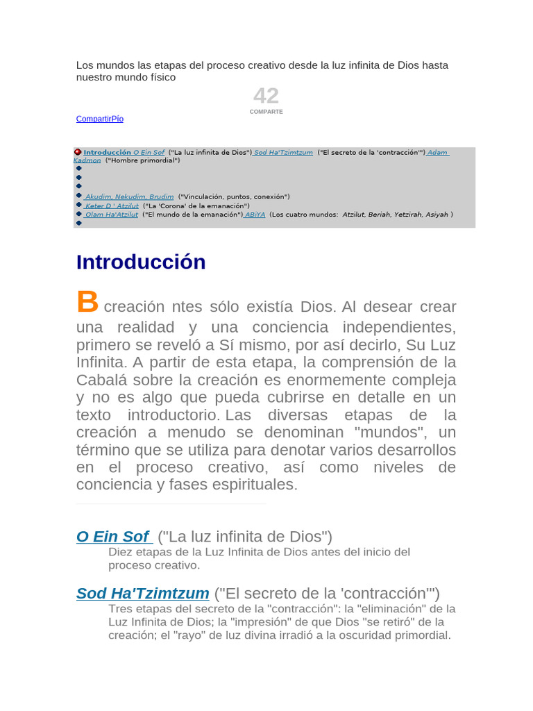 Los Mundos Las Etapas Del Proceso Creativo Desde La Luz Infinita de ...