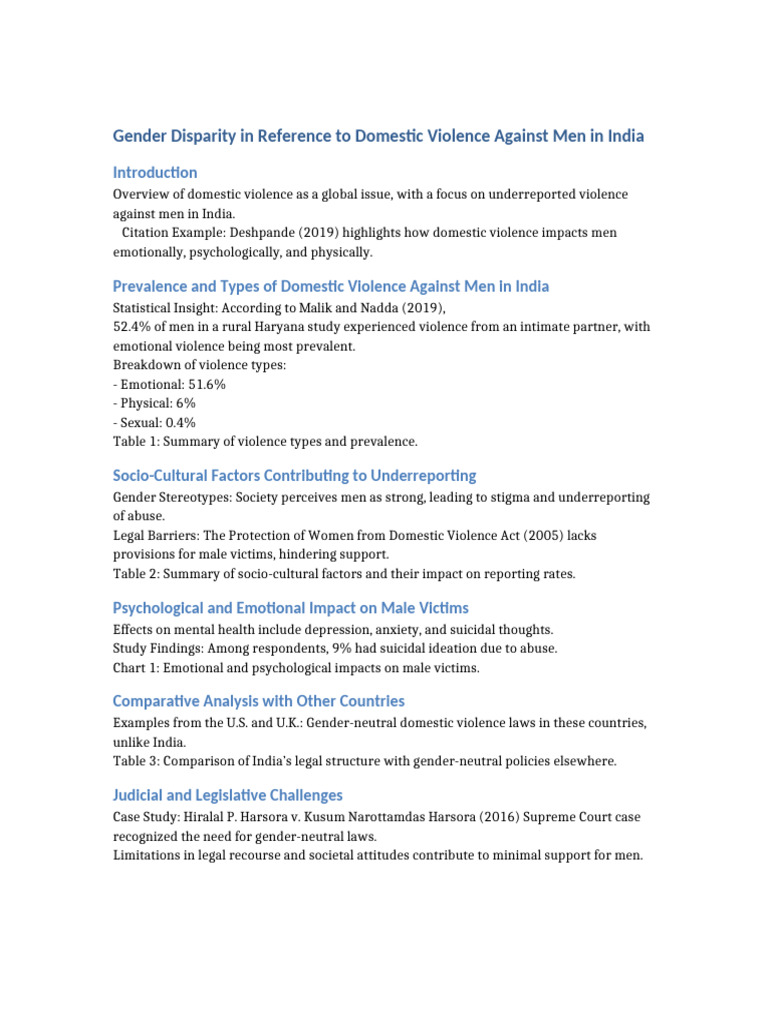 Domestic Violence Against Men in India | PDF | Domestic Violence | Violence