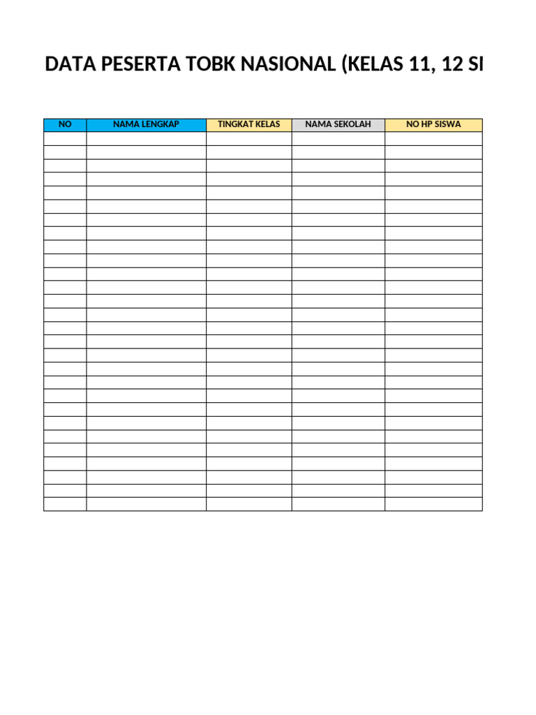 Template SNBT untuk Peserta TOBK Nasional | PDF