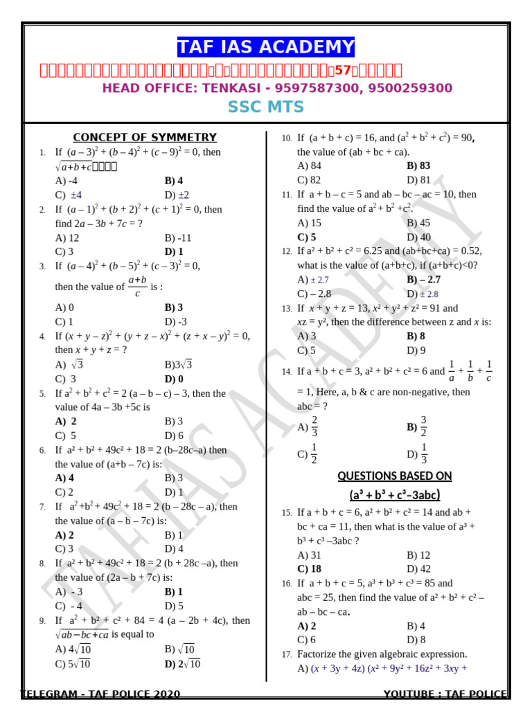 Algebra Symmetry Problems Guide | PDF | Science & Mathematics | Computers