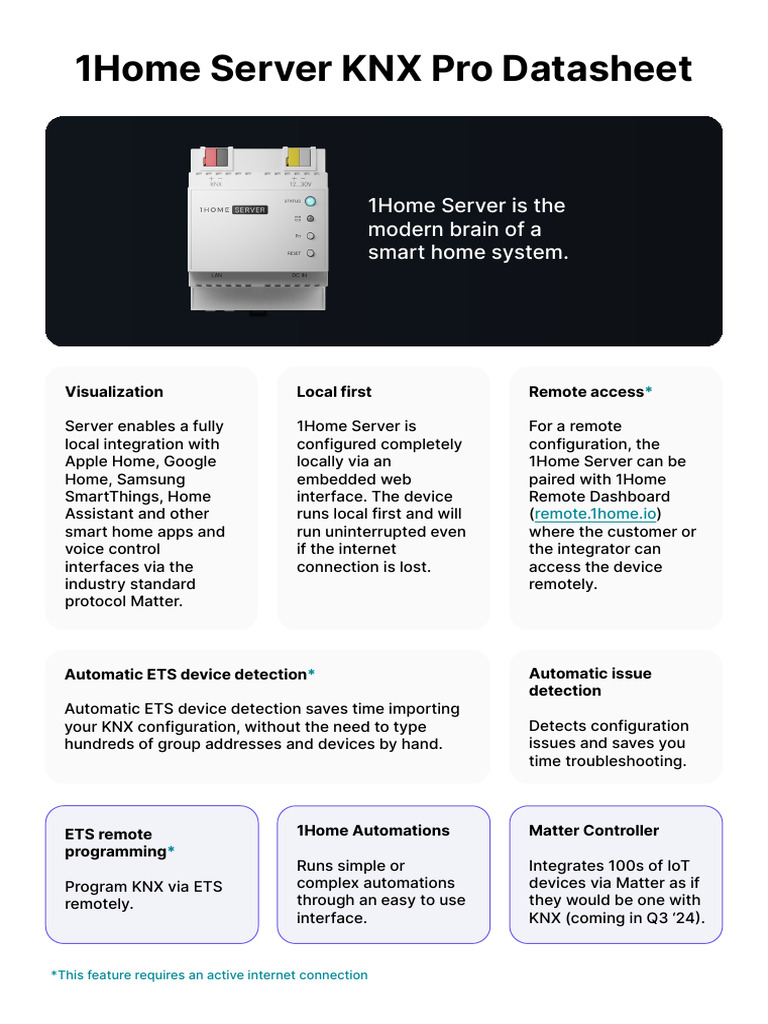 1home Server KNX Pro Datasheet en | PDF | Internet Protocols | Server (Computing)