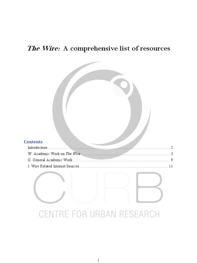 The Wire Resource List | PDF | Social Science