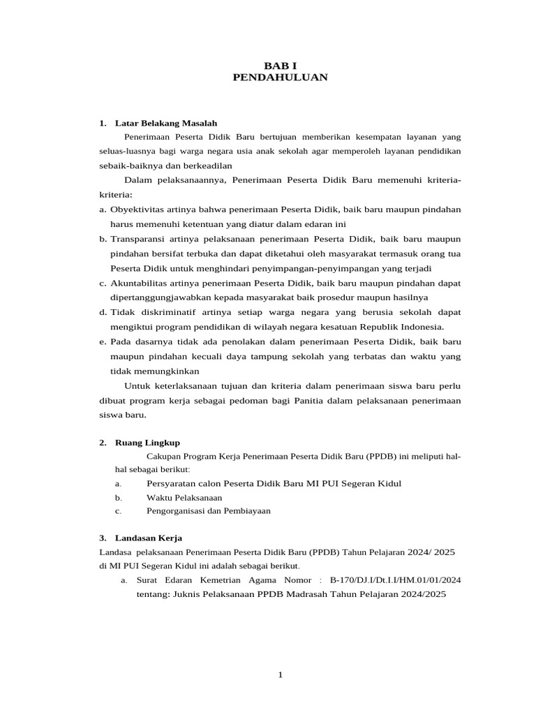 Program Kerja PPDB - Nomor | PDF