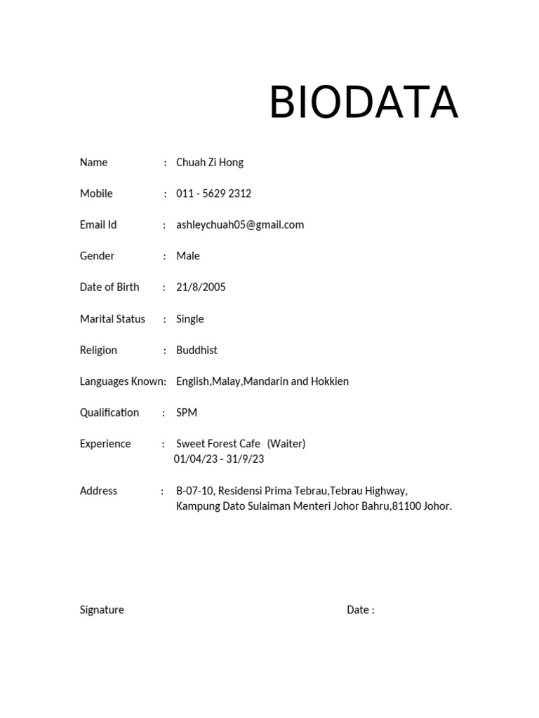 Biodata | PDF