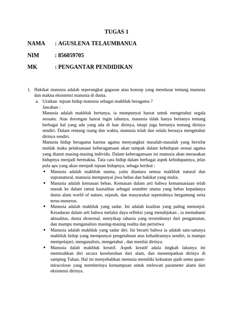 Tugas 1 Pengantar Pendidikan | PDF