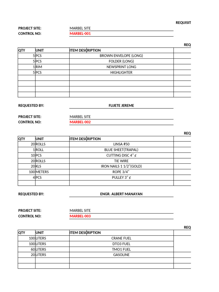 REQUISITION FORM (1) | PDF | Building Engineering | Civil Engineering
