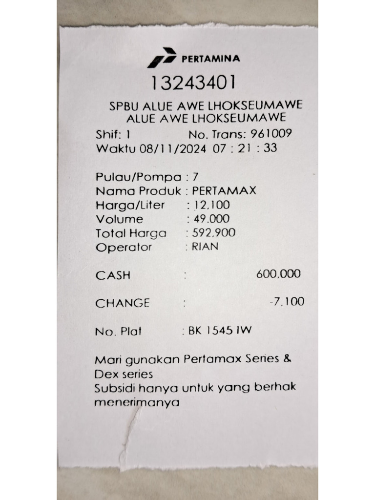 Nota Bensin Pulang | PDF