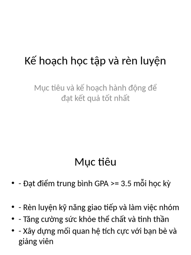 Ke Hoach Hoc Tap Ren Luyen Chi Tiet | PDF