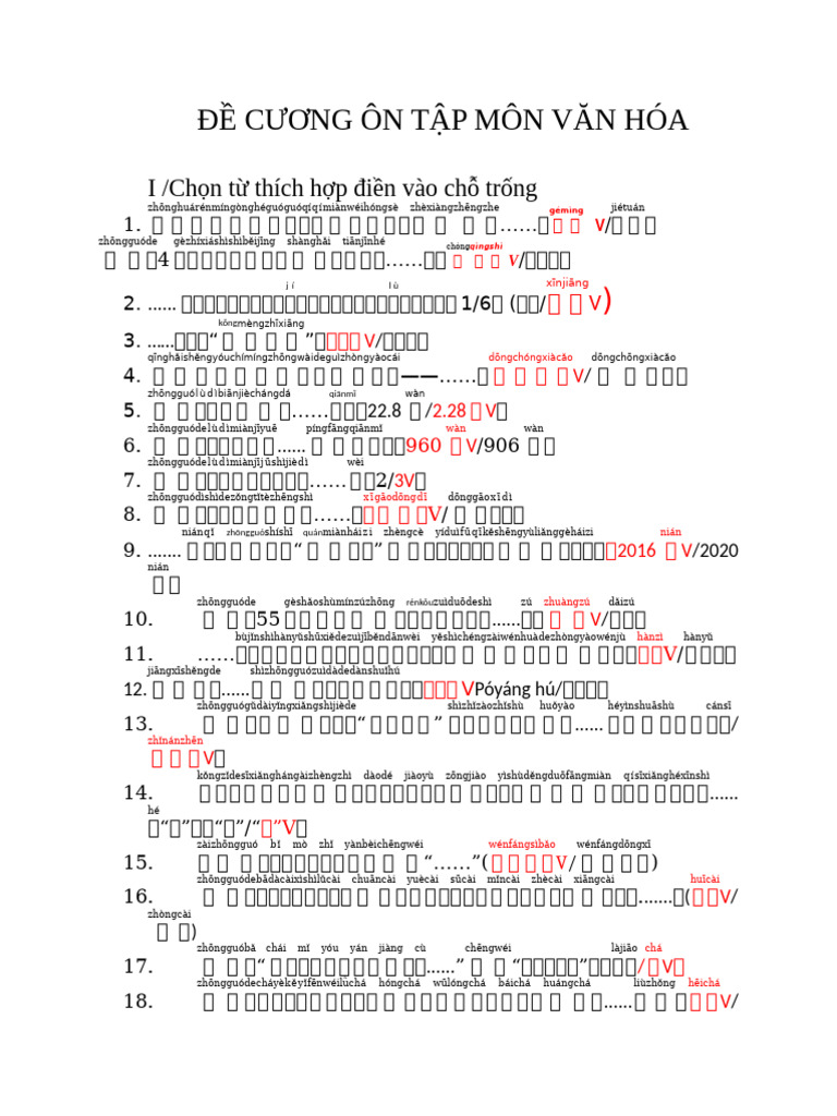 ĐỀ CƯƠNGVĂN HÓA2 | PDF
