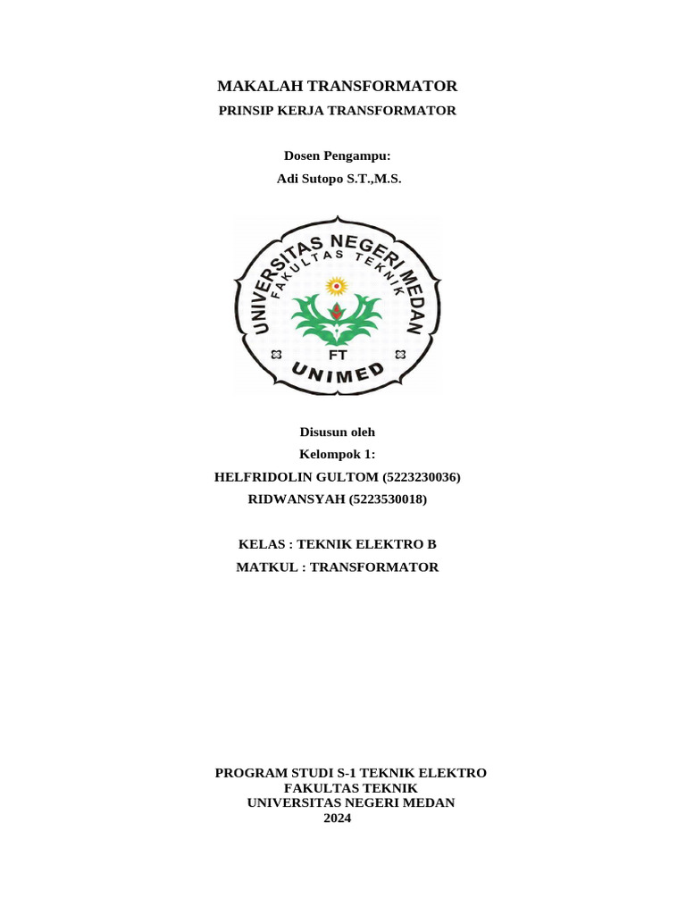 Makalah Transformator Kelompok 1 | PDF