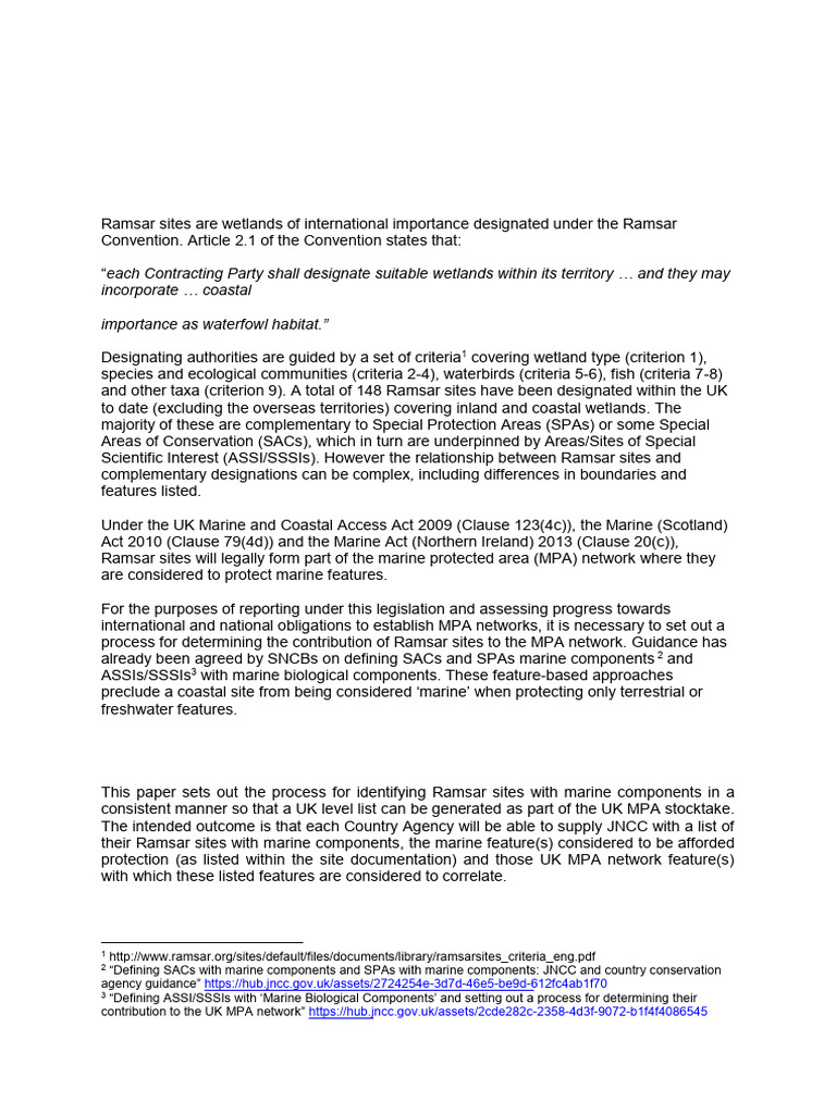 Defining Ramsar Sites With Marine Components 2015 | PDF | Wetland