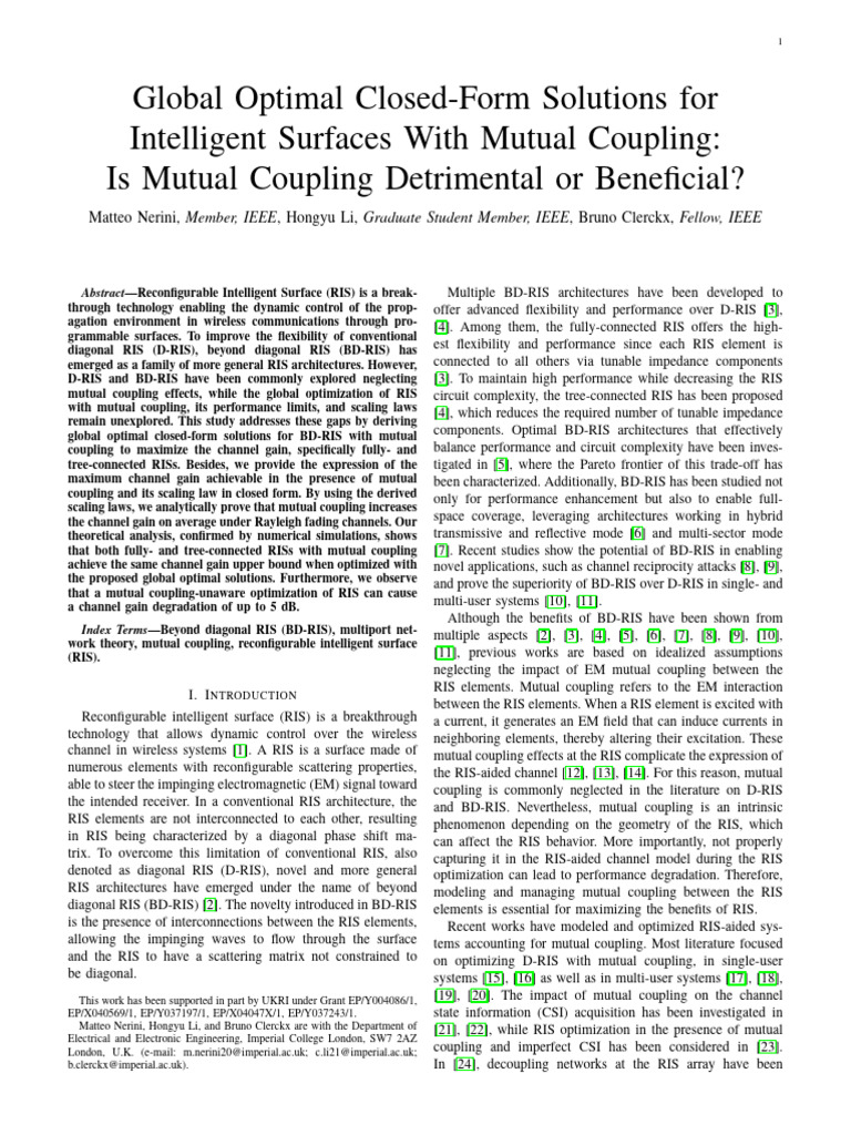 Global Optimal Closed-Form Solutions For Intelligent Surfaces With Mutual Coupling: Is Mutual ...