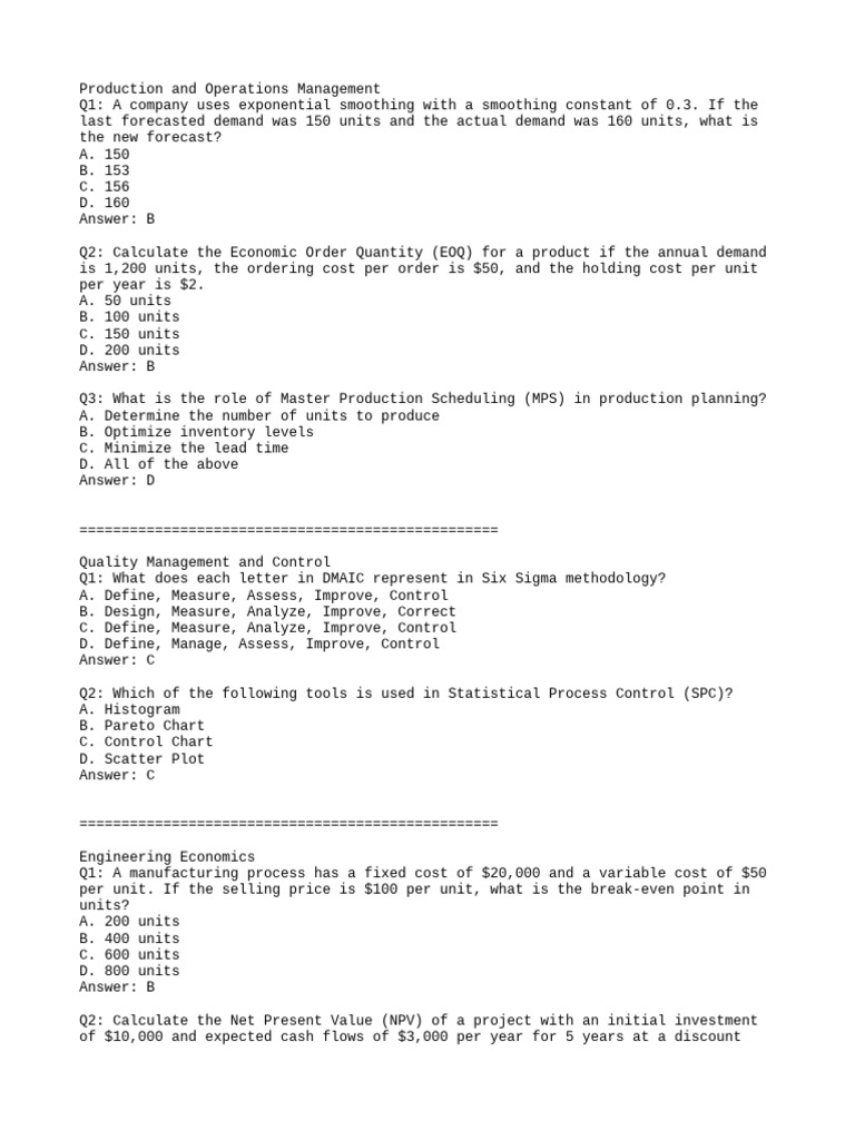 Cie Exam Reviewer Categorized 100 Questions | PDF | Net Present Value ...