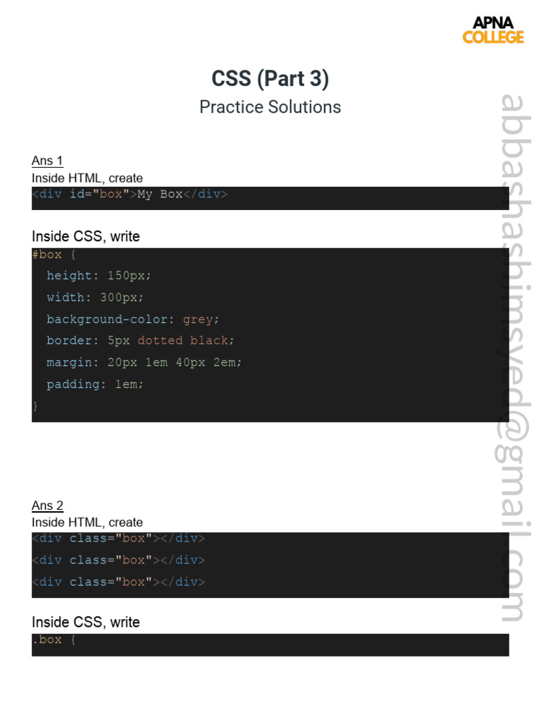 CSS Practice for Beginners | PDF | Teaching Methods & Materials | Computers