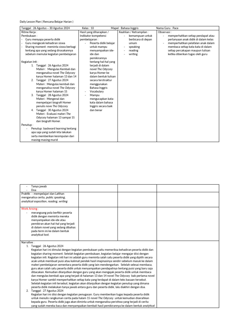 DLP 10th 26 - 30 Agustus 2024 | PDF | Seni & Disiplin Bahasa