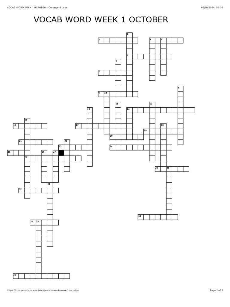 Vocab Word Week 1 October - Crossword Labs | PDF | Earth Sciences | Geology