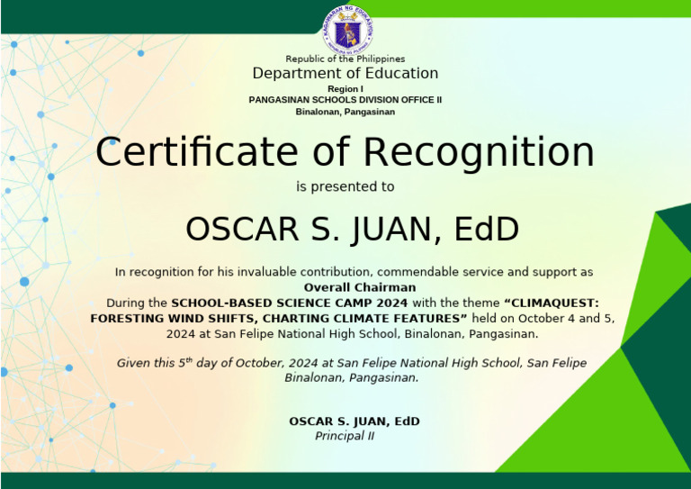 Sci-Camp 2024 TWG Certificate | PDF