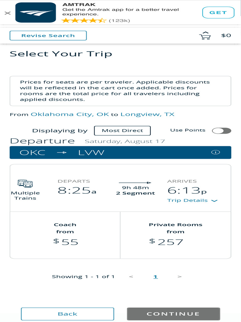 Amtrak - Reservations - Select Train | PDF