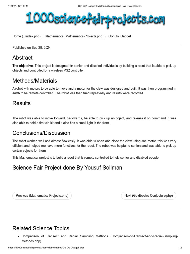 Go! Go! Gadget - Mathematics Science Fair Project Ideas | PDF | Art
