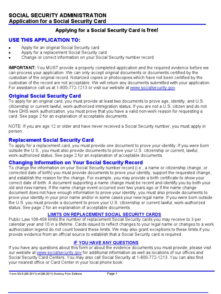Application for Social Security Card | PDF