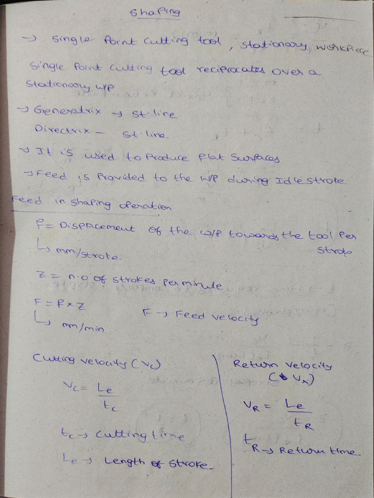 Milling, Drilling, Shaping Formulas | PDF