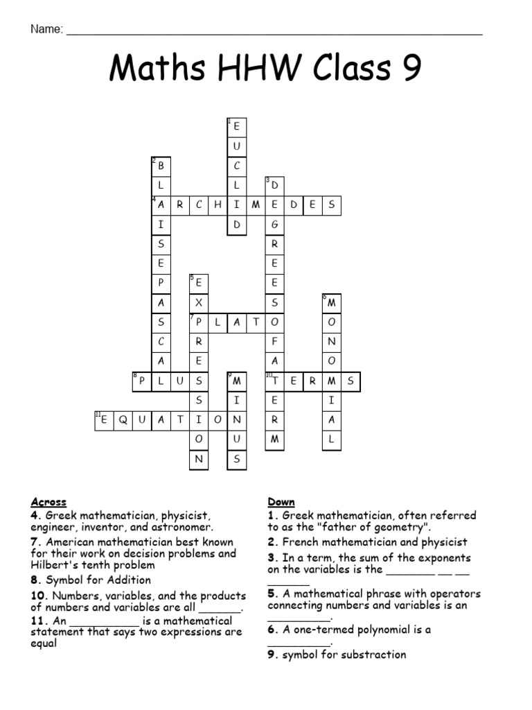 Maths HHW Class 9 Answer Key | PDF | Mathematics | Variable (Mathematics)