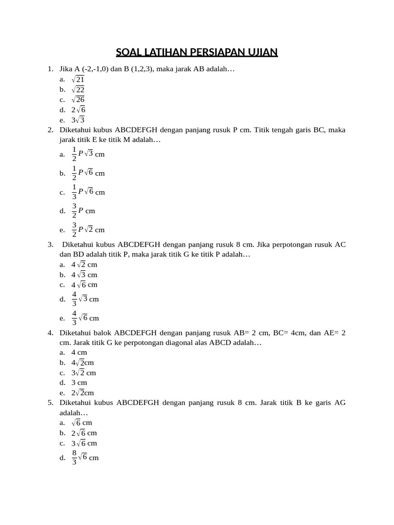 Soal Latihan Persiapan Ujian Sma | PDF