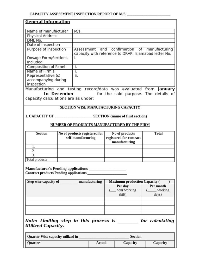 Capacity Report Format | PDF | Science & Mathematics | Technology ...