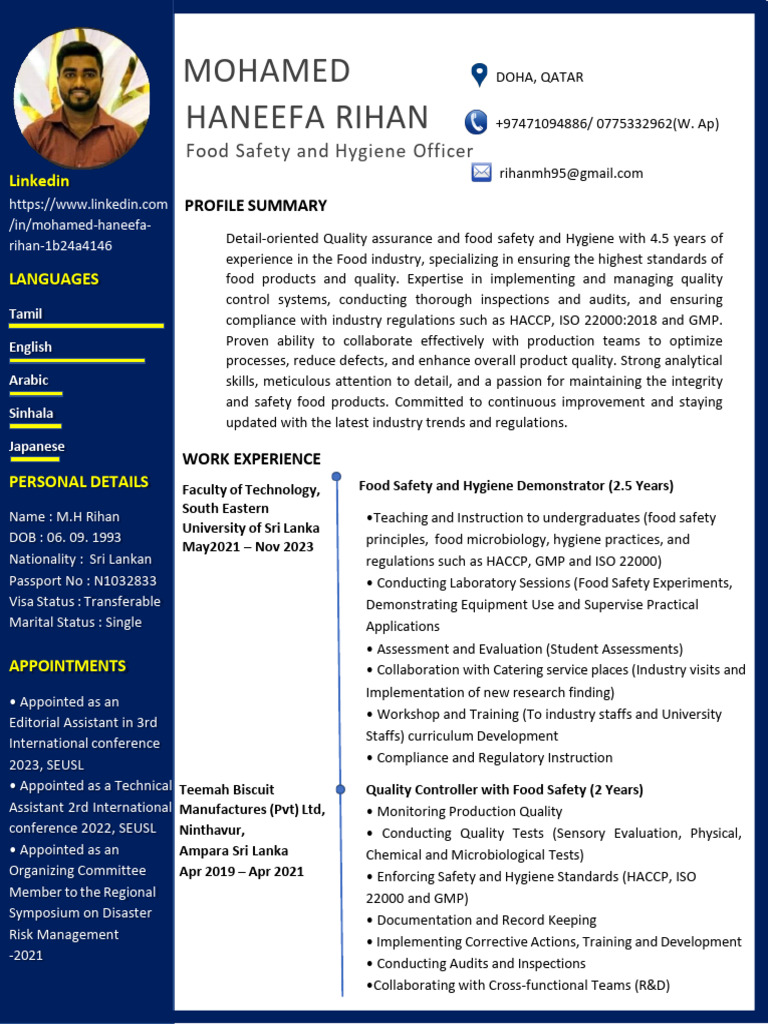 Food Hygiene Officer | PDF | Food Safety | Hazard Analysis And Critical ...