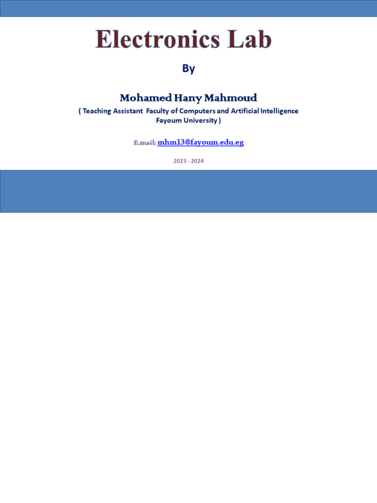 Electronics Lab 1 | PDF | Electrical Network | Voltage