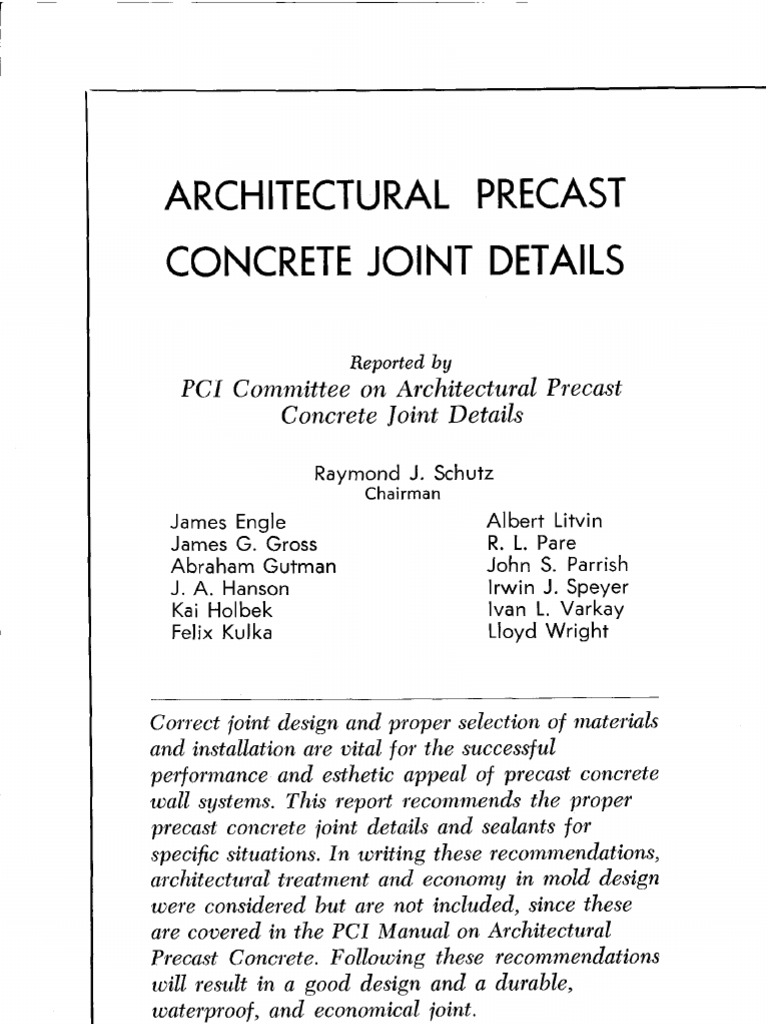 Architectural Precast Joints | PDF | Solid | Wall