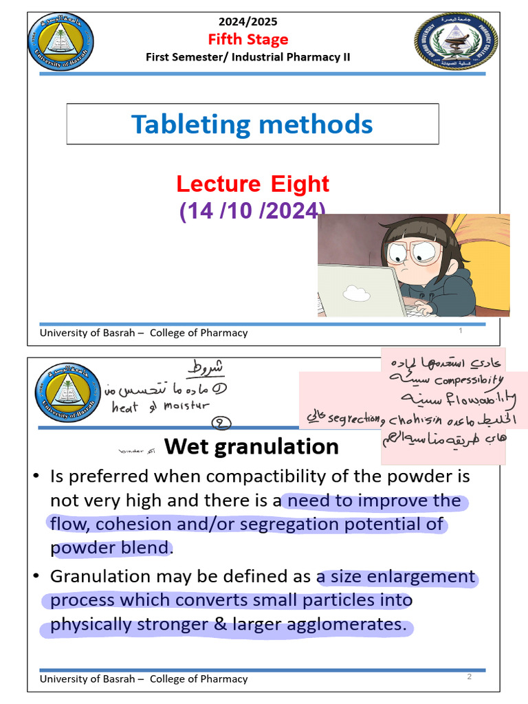 lec8 نجم | PDF | Tablet (Pharmacy) | Physical Sciences