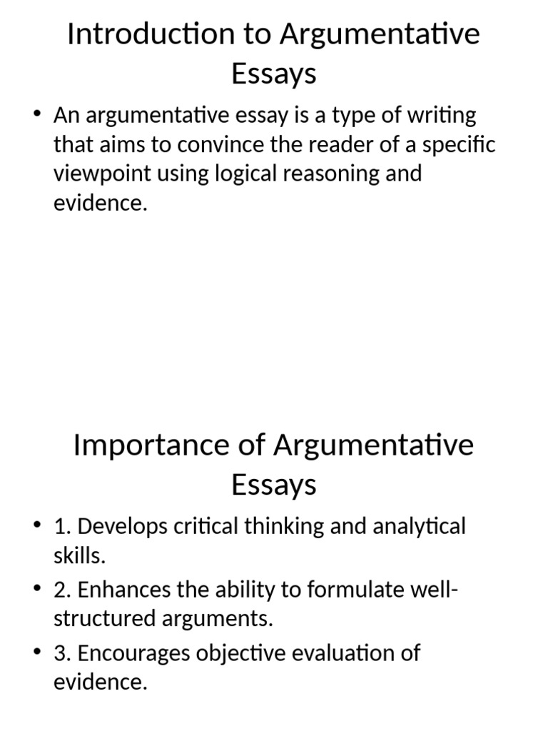Argumentative Essay Teaching Presentation | PDF | Essays | Cognition