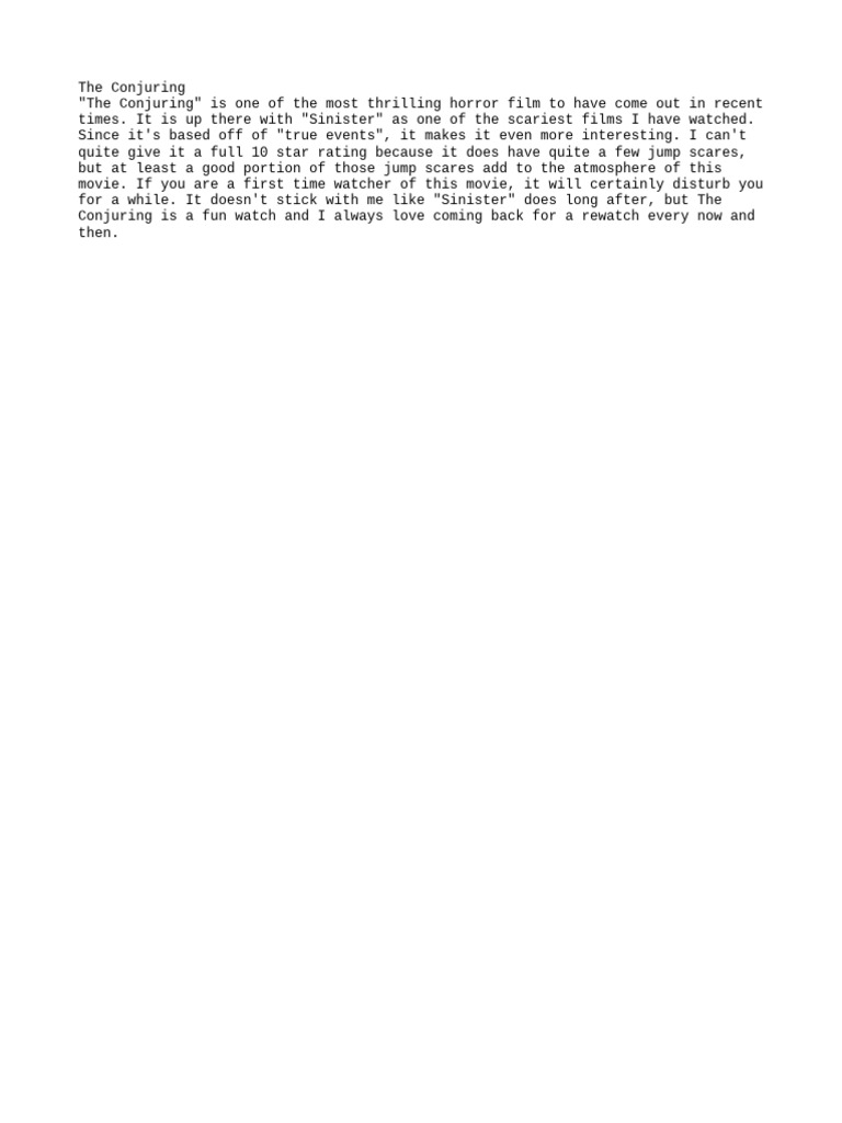 The Conjuring: A Thrilling Horror Review | PDF