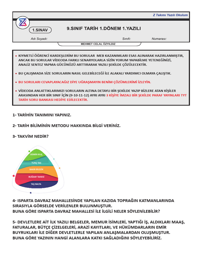9 Sinif Tarih 1 Donem 1 Yazili | PDF
