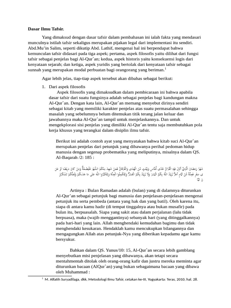 Dasar Ilmu Tafsir Al-Qur'an | PDF