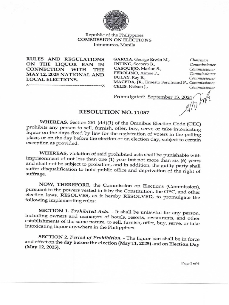Comelec Resolution No. 11056 | PDF