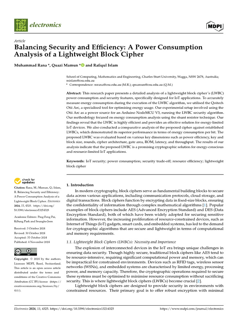 Balancing Security and Efficiency A Power Consumpt | PDF | Internet Of ...